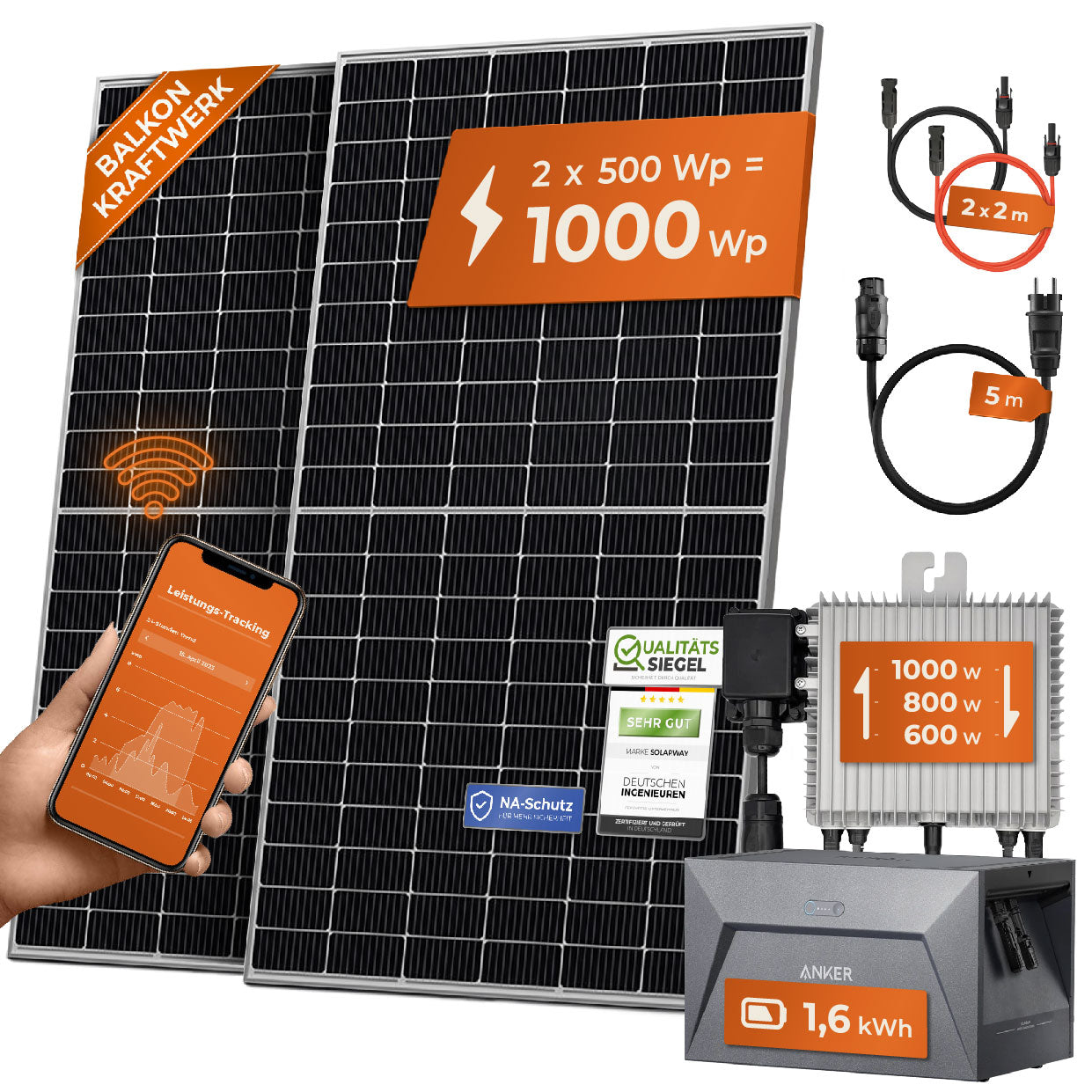 Balkonkraftwerke im Komplettset - mit Batteriespeicher | Solarway